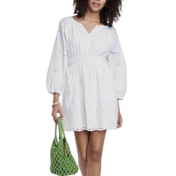 Universal Thread | Dresses | White Eyelet Lace Puff Sleeve Dress ...